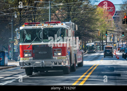 City of Atlanta fire engine near Five Points in downtown Atlanta ...