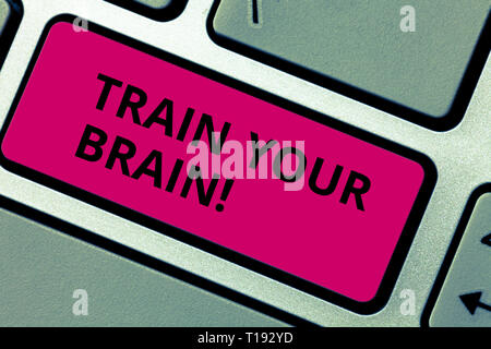 Writing note showing Train Your Brain. Business concept for Educate ...