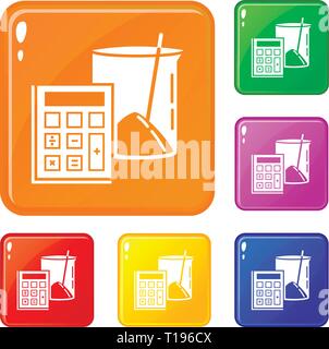 Basic math operations icon set in flat and line style. Mathematical ...