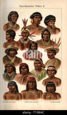 Man and woman of the Aymore or Botocudo people, Brazil. The man with ...