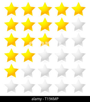 Illustration of the five-star ranking system isolated on a white ...
