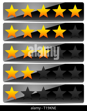 Illustration of the five-star ranking system isolated on a white ...