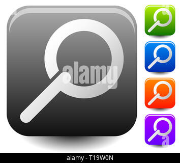 Set of rounded colorful icons with search symbol in blue, green, yellow ...