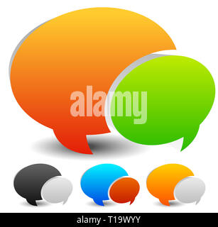 Speech bubble vector graphics. Two overlapping speech, talk bubbles for communication, chat ...