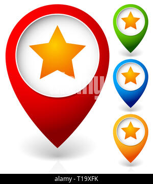 Star favorite pin map icon. Map pointer. Map markers. Vector ...