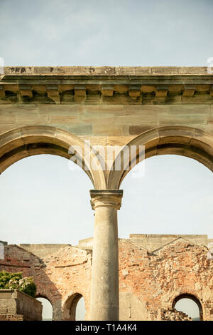 Columns and arches of an old abandoned building, image of urban ...