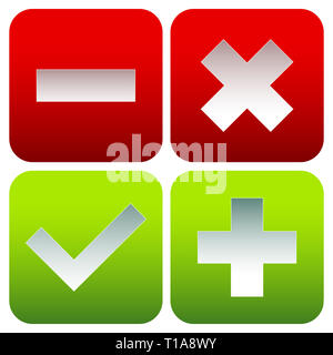 Check mark, cross, plus, minus sign set. vector Stock Photo - Alamy