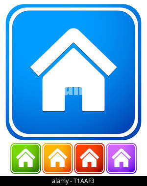 Colorful rounded icons with house symbol in blue, green, yellow, orange ...