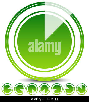 Rotating empty radar screen or sonar display. Segmented circles with ...