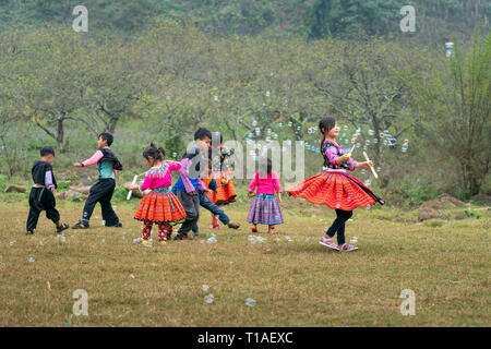 Hmong children playing in their village near Chang Rai Thailand Stock ...