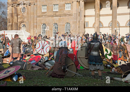 Fight between Vikings and Anglo Saxons at the Viking Festival York ...