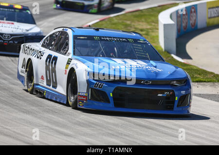 Alex Bowman drives during a NASCAR Cup Series auto race at Pocono ...
