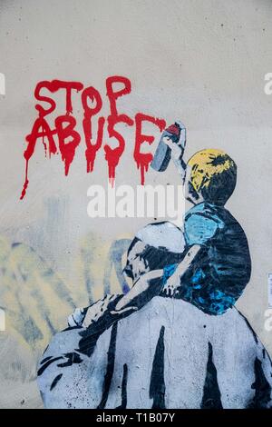 * NO WEB * NO DAILY * Rome, "Stop Abuse": Graffiti against Tvboy's ...