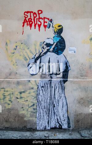 * NO WEB * NO DAILY * Rome, "Stop Abuse": Graffiti against Tvboy's ...