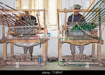 Weaving Silk at Atlas Silk Weaving in Hotan Xinjiang Province China ...