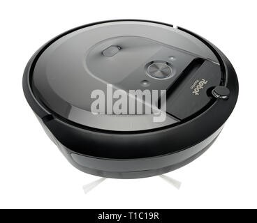 Robotic vacuum cleaner on carpet - technology housework Stock Photo - Alamy
