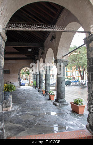 The nice town of Levanto with its medieval collegiata, Liguria, Italy ...