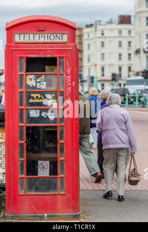 Communication K6 Phone Box vandalised broken Telephone notice glass ...