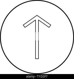 Teiwaz rune Telwaz tyr warrior symbol icon black color vector in circle ...