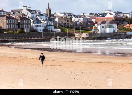 Portrush East Strand Beach. Sand dunes and sandy beach from a hill ...