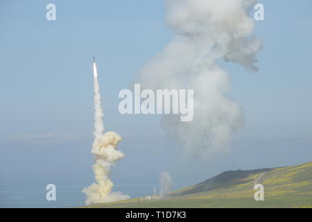 A Ground-based missile Interceptor is launched by the US Air Force 30th ...