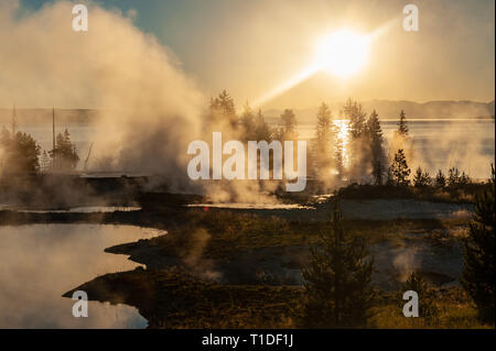 Sunrise the the West Thumb Aera of Yellowstone National Park Stock ...
