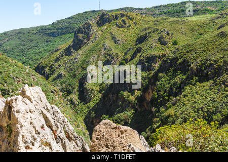 Topolia Gorge with rocks and wild vegetation in western part of the ...
