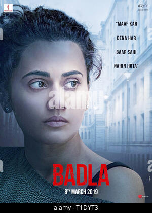BADLA, Indian poster in English, from left: Amitabh Bachchan, Taapsee ...