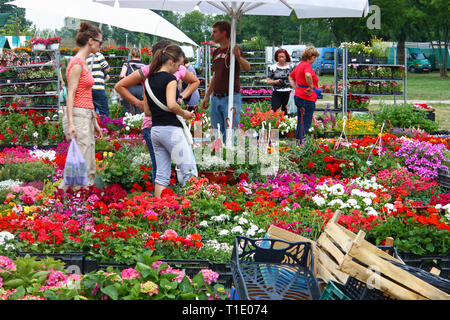 ZAGREB, CROATIA – JUNE 4, 2011: Exhibition sale of flowers, Floraart ...