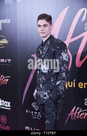 Hero Fiennes Tiffin, an English actor and model, surrounded by fans ...