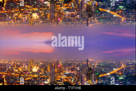 High view of the city with invert side process style Stock Photo - Alamy
