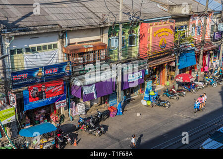 An aerial street view in Phuket old town, Phuket, Thailand, Southeast ...
