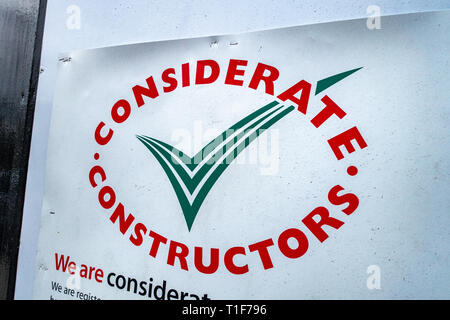 Considerate constructors sign on construction site development security ...