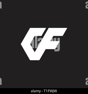 CF C F Creative Modern Black Letters Logo Design with Brush Swoosh ...