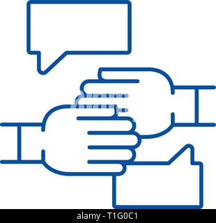 Agreement of intent line icon, vector. Agreement of intent outline sign ...