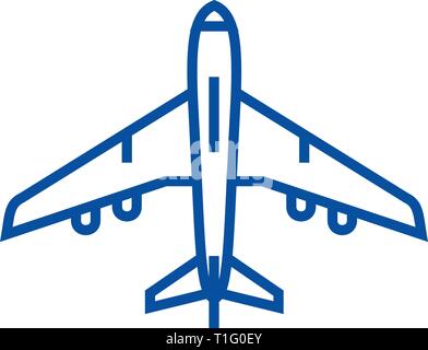 Airplane top view outline flat color icons in square frames on white ...