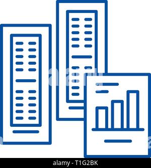 Big data reports line icon, vector. Big data reports outline sign ...