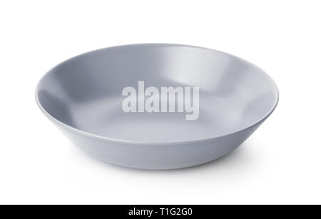 Gray empty plate (ceramic) on a gray stone background. Gray minimalism ...