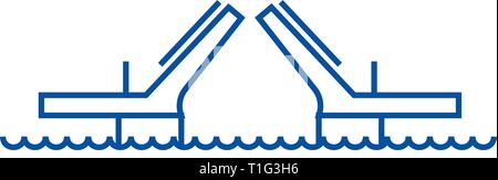 Bridges,drawbridges line icon, vector. Bridges,drawbridges outline sign ...