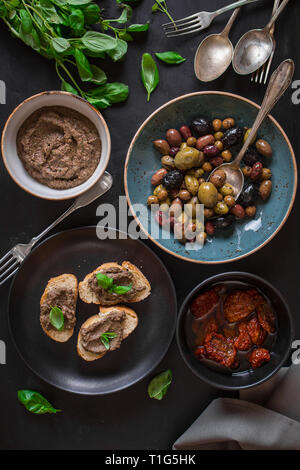 Tapenade and assorted provence snacks Stock Photo - Alamy