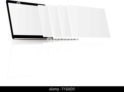 Laptop with blank web pages. Mockup for showing screenshots of websites ...
