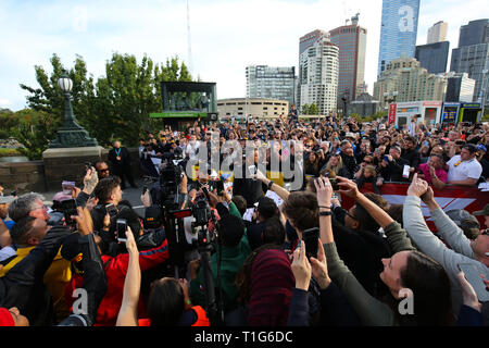 MELBOURNE, AUSTRALIA - MARCH 13: Crowds at the 2019 F1 Season Launch ...