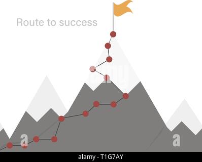 Success Route. Path to top of mountain. Business success plan. Mountain ...