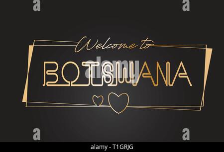 Welcome to BOTSWANA country text typography with red love heart and ...