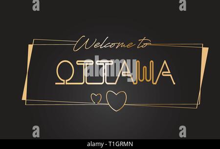 Ottawa Welcome To Word Text with Handwritten Font and Red Hearts Square ...