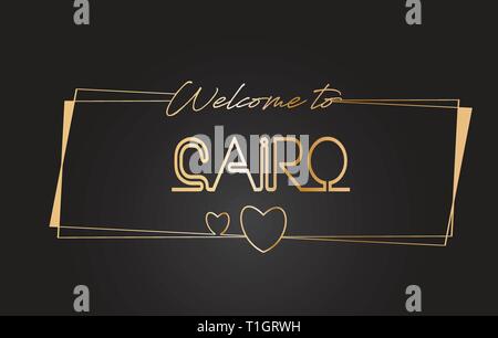 Cairo Welcome To Word Text with Handwritten Font and Golden Texture ...