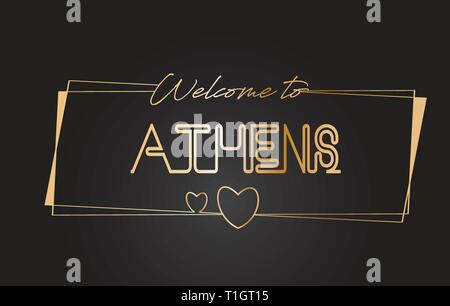 Athens Welcome To Word Text with Handwritten Font and Golden Texture ...