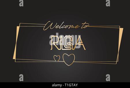 Riga Welcome To Word Text with Handwritten Font and Golden Texture ...
