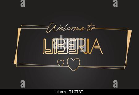 Welcome to LIBERIA country text typography with red love heart and ...