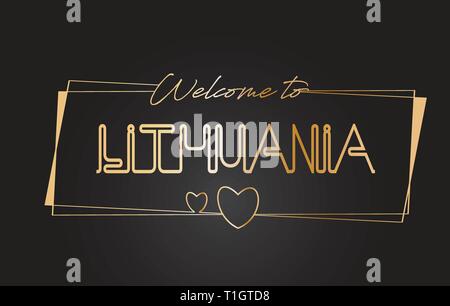 Welcome to LITHUANIA country text typography with red love heart and ...